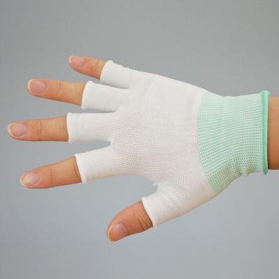 China 13 Gauge Nylon Half-Finger Glove Liners 2mm Thickness for Cleanroom Use - 12 Pairs/Pack for sale