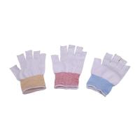 China Lint-Free Seamless Knit Half-Finger Cleanroom Glove Liners - 21.5g/pair Weight, 2mm Thickness, White for sale