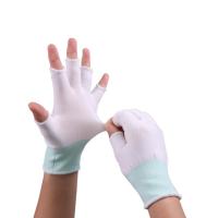 China Lint-Free Seamless Knit Half-Finger Cleanroom Glove Liners - 21.5g/pair Weight, 2mm Thickness, White for sale