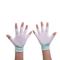 China Lint-Free Seamless Knit Half-Finger Cleanroom Glove Liners - 21.5g/pair Weight, 2mm Thickness, White for sale