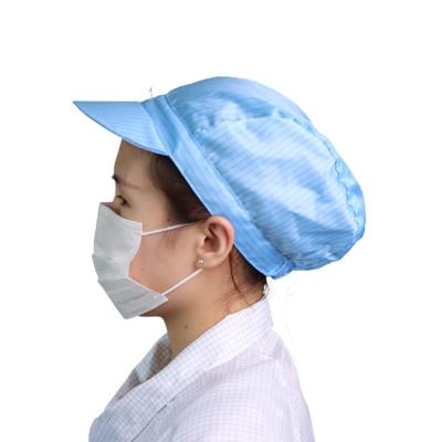 China ESD Cleanroom Cap with 10⁶-10⁹ Ω Resistance - Polyester Anti-Static Headwear for Electronics & Pharma for sale