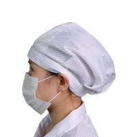 China ESD Anti-static Cleanroom Peaked Cap 5mm Grid Polyester Conductive Yarn Blue White for ISO 4-7 for sale