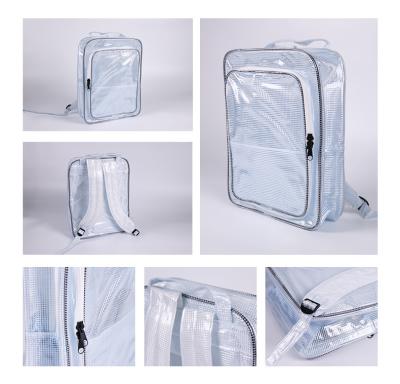 China ESD Anti-Static Clear Grid Backpack 15.7 Inch Waterproof PVC for Clean Room for sale