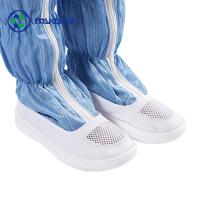 China White Mesh ESD Booties with PU Outsole - Anti-static Safety Shoes for Cleanroom & Electronics Manufacturing for sale