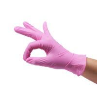 China Disposable Pink PVC Nitrile Safety Gloves 4-6 mil 9.5 in Powder Free Latex Free for sale