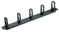 China Horizontal 1U 10 Inch Rackmount Cable Management Panel Black Color With 5 D Rings YH4025 for sale