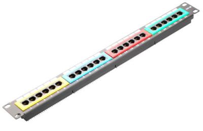 China High Density Network Patch Panel 24 Port CAT5E Cat6 With 4 Kind Of Colour YH4011 for sale