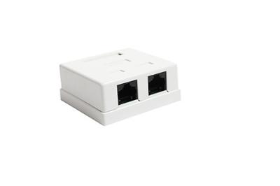 China 2 Port Network Wall Outlet Socket Surface Mount Box RJ45 CAT5E CAT6 White Color YH7014 for sale