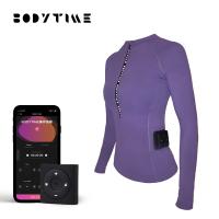 China BODYTIME Women's EMS Fitness Long Sleeve Top Nylon Purple 32 Intensity Levels Wireless Gym Wear for sale