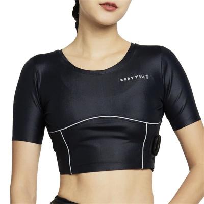 China BODYTIME Nylon Black EMS Body Suit Short Sleeve Cycling Shirt SML OEM Custom for sale