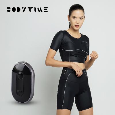 China BODYTIME Womens EMS Cycling Shirt Short Sleeve Nylon Black Custom Logo SML for sale