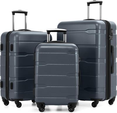 China 3pcs High Quality Travel Trolley 4 Wheels PC Luggage Trolley Suitcases  Sets for Long-distance Travel for sale