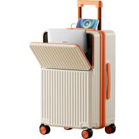 China Cheap Fashionable Spinner Wide Trolley Large Capacity Custom Suitcase Travel Front Open Design Luggage for sale