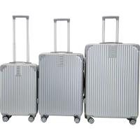 China Wholesale Products 14 Inch Make up Bag 4 Piece Trolley Travel Case 20inch Silver Stripe Carry-On Luggage for sale