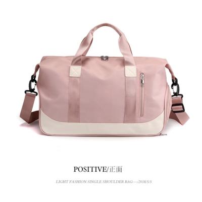 China Women Pink Waterproof Oxford Duffle Bag Travel Sport Gym Bag Weekend Overnight Luggage Handbag with Shoe Compartment for sale