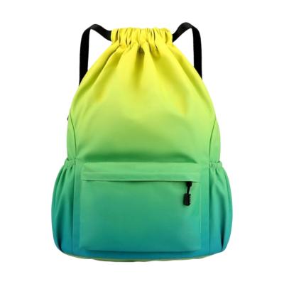 China Waterproof Kids Man Basketball Storage Custom LOGO Polyester Nylon Drawstring Backpack Bag With Zipper for sale