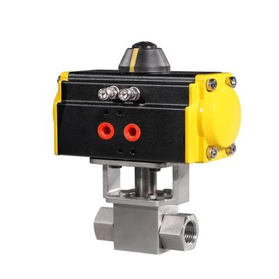 China Carbon Steel 3 Way High Pressure Ball Valve Pneumatic Actuator 1000 WOG for sale