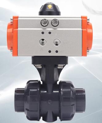 China Air Actuated PVC Ball Valve 2.5-4 Inch 150 PSI Double Acting Pneumatic Actuator with True Union Design for sale