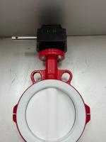 China PFA PTFE Lined Pneumatic Butterfly Valve Flanged Wafer Type DN25-DN500 On Off for sale