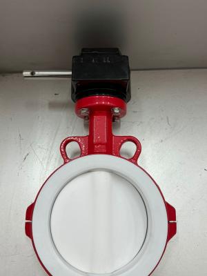 China PFA PTFE Lined Pneumatic Butterfly Valve Flanged Wafer Type DN25-DN500 On Off for sale