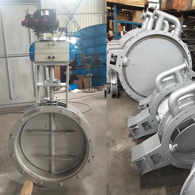 China Pneumatic Butterfly Damper Round High Temp Industrial DN50-2000mm 0.6MPa for sale
