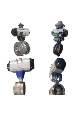 China Wafer Type V Port Pneumatic Ball Valve Double Action Actuator Class 150 600 Size 1/2 24 Inch for sale