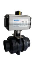 China PVC Pneumatic 3-Way Ball Valve ISO5211 Direct Mount 0.25-0.8 Mpa for High Temperature for sale