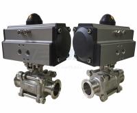 China Stainless Steel 3-Way Pneumatic Ball Valve 1/2