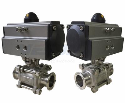 China Stainless Steel 3-Way Pneumatic Ball Valve 1/2