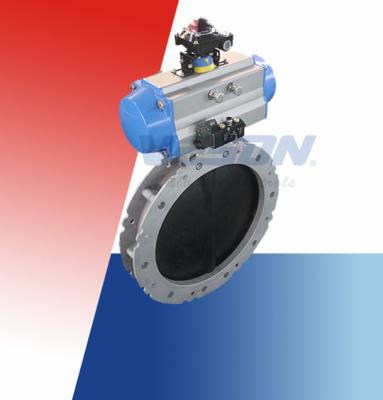 China Automated Butterfly Valve with Pneumatic Actuator for Dry Bulk and Liquid Slurry Applications - 16 Bar Pressure, DN25 to DN300 Sizes for sale