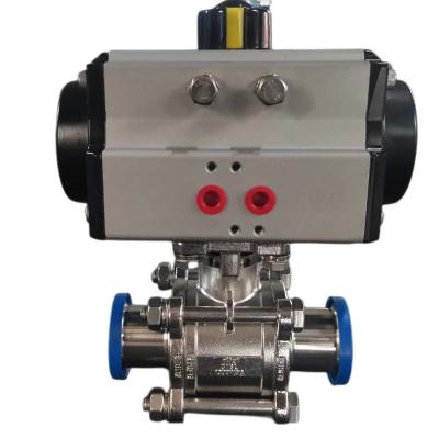 China Sanitary Stainless Steel Electric Actuated Ball Valve 1/4 to 4 Inch ISO5211 3-PC Clamp Type 1000WOG for sale