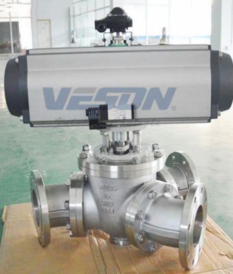 China Y Type 135 Degree 3-Way Pneumatic Ball Valve with Actuator - 2