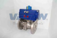 China 2-Piece Full Bore V-Port Ball Valve ANSI B16.5 Class 150 with Fire Safe Design and ISO 5211 Actuator Mounting for sale
