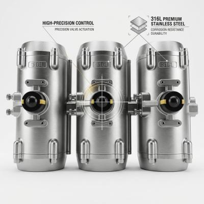 China Double Acting 3 Position Pneumatic Rotary Actuator Hard Anodized Aluminum for Ball Butterfly Valve Control for sale