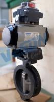 China Wafer Type Pneumatic Butterfly Valve with ISO Mount Actuator for Industrial Gas Control Applications for sale