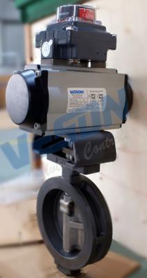 China Wafer Type Pneumatic Butterfly Valve with ISO Mount Actuator for Industrial Gas Control Applications for sale