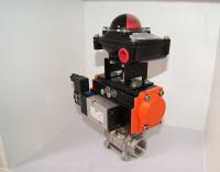 China CF8M 3-Way Socket Weld Pneumatic Ball Valve with 1000 psi Pressure Rating and NAMUR Actuator Mounting for sale
