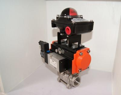 China CF8M 3-Way Socket Weld Pneumatic Ball Valve with 1000 psi Pressure Rating and NAMUR Actuator Mounting for sale