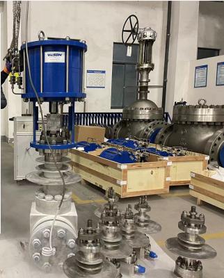 China Single Acting Pneumatic Linear Actuator with 200KN Spring Return for Cryogenic Globe Valves for sale