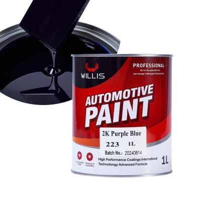China High Gloss Solid Car Body Filler Hardener , Strong Adhesion 2k Metallic Paint 2K Purple Blue Auto Color Paint for sale
