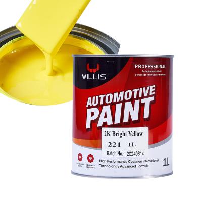 China High Quality 2K Bright Yellow Automotive Metal Paint Car Repair Spray Coating with High Gloss Dual Component Acrylic Color Paint for sale