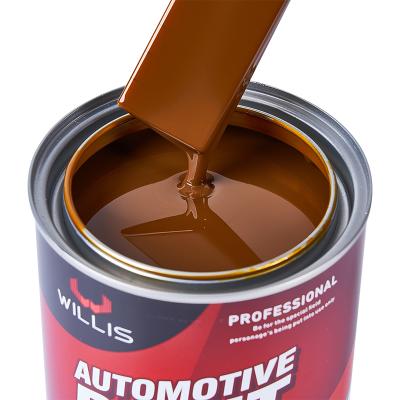 China 1K Transparent Iron Yellow Basecoat Auto Paint Acrylic Resin Liquid Coating for Car Refinish OEM Available Auto Paint Thinner for sale