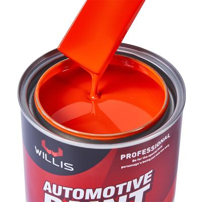 China WILLIS 1K Orange Car Spray Paint One-Component Automotive Refinish Acrylic Resin Liquid Coating Solid Color 1K Color Paint China for sale