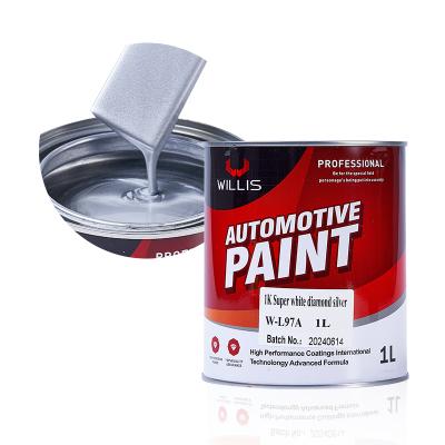 China Best Selling High Quality 1K Super White Diamond Silver Automotive Paint Multicolor Spray Coating Strong Metallic Feel Auto for sale