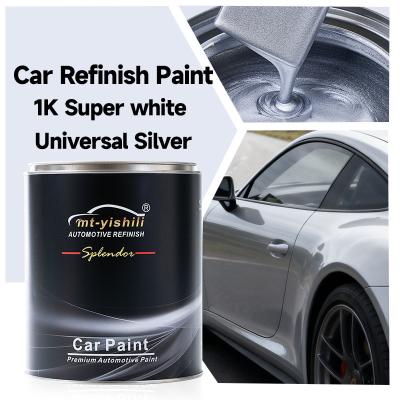China 1K Car Paint, Super White Diamond Silver Metallic Automotive Coating, High Gloss Pearlescent Finish with Strong Metallic Feel for sale