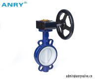 China Soft Sealing Worm Gear Ductile Iron PTFE Lined Wafer PN16 Butterfly Valve for sale