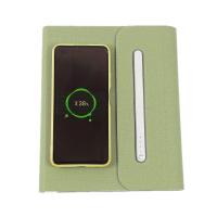 China Waterproof A5 Leather Wireless Charging Notebook Organizer With Power Bank for sale