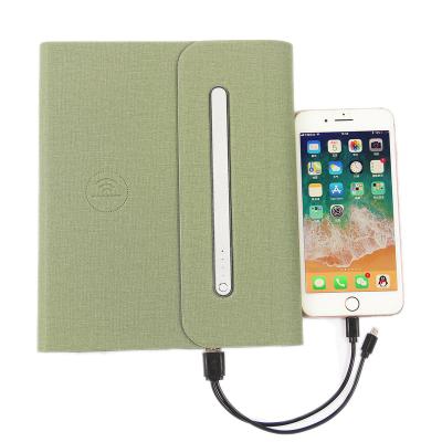 China A5 Wireless Charging Notebook with 5000mAh Power Bank Business Leather PU Notebook for sale
