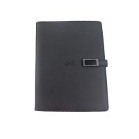 China PU Leather Business Wireless Charging Notebook With USB Drive Power Bank for sale