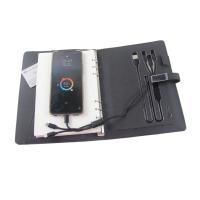 China PU Leather Business Wireless Charging Notebook With USB Drive Power Bank for sale